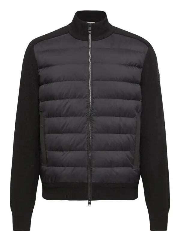 Moncler Wool & Cashmere Blend Padded Zip-up Cardigan - Black