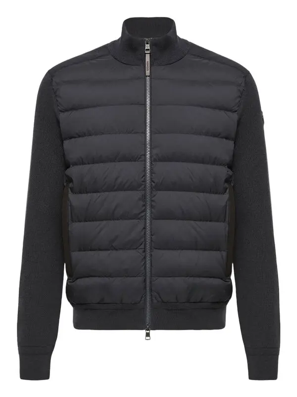 Moncler Wool & Cashmere Blend Padded Zip-up Cardigan - Blue