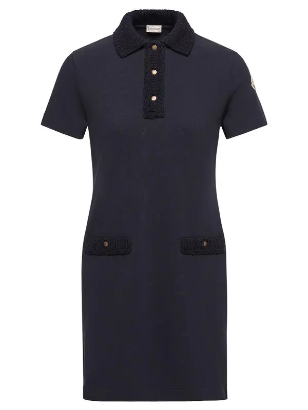 Moncler Cotton Piquet Polo Mini Dress - Blue