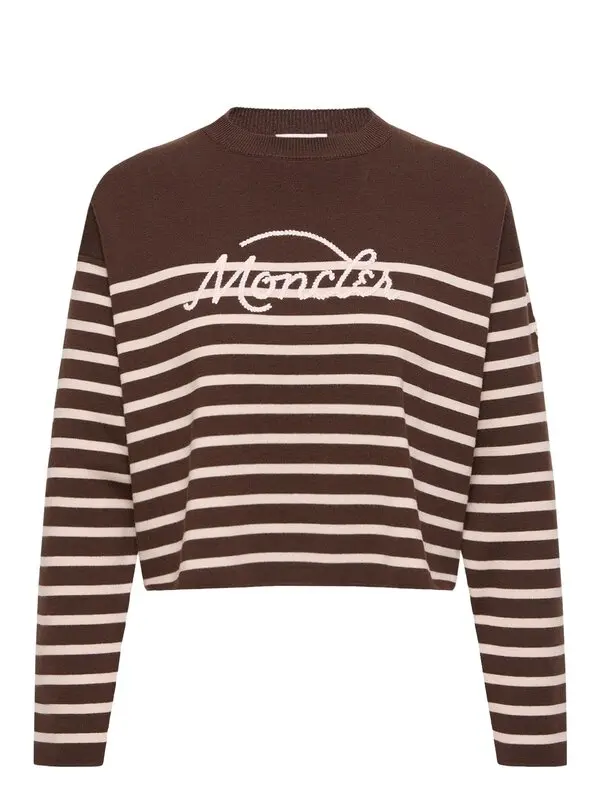 Moncler Striped Fine Knit Wool Sweater - Brown