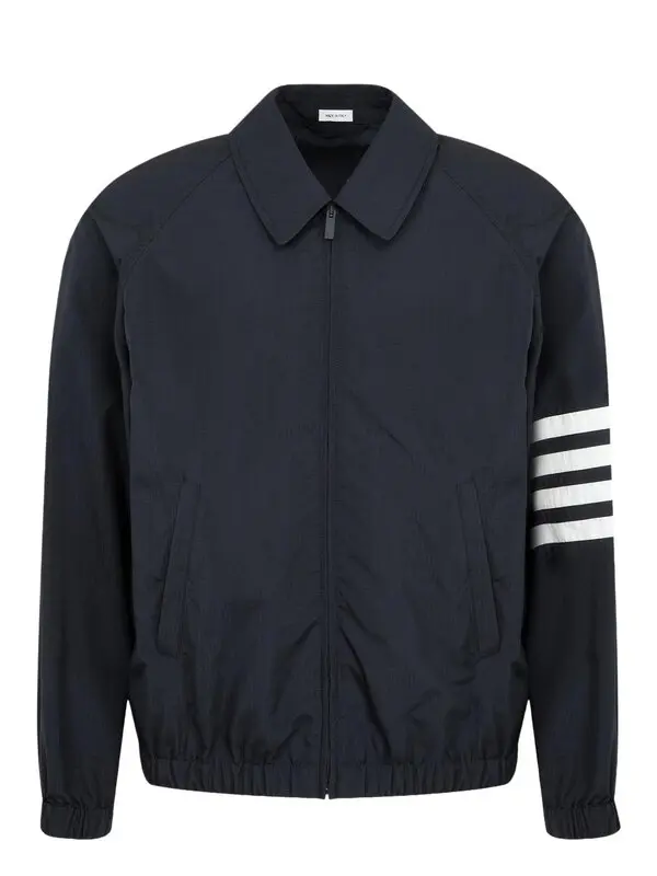 Thom Browne Zip Front Raglan Coach Jacket - Blue
