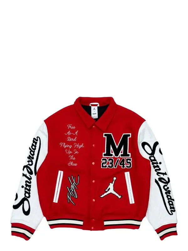 JORDAN X Saint Mxxxxxx Varsity Jacket - Red