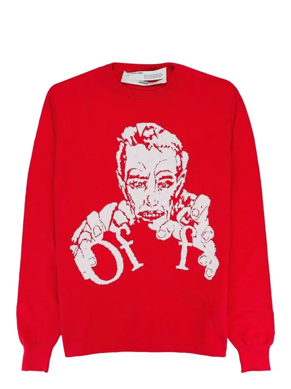 Off-White Graphic Print" Long Sleeve T-shirt - Red