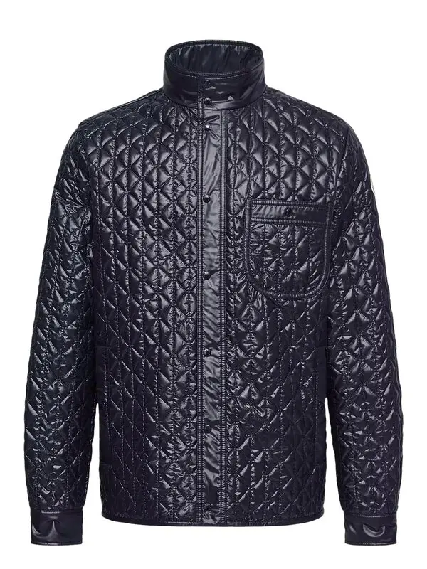 Moncler Quilted Stand Collar Jacket - Blue