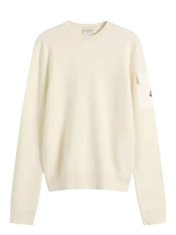 Moncler Crewneck Sweater With Pocket Detail - Tan