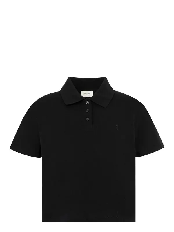 Saint Laurent Embroidered Polo Shirt - Black