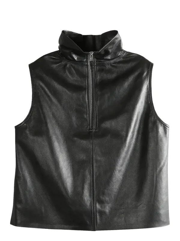 Rick Owens Leather Tabard Top - Black
