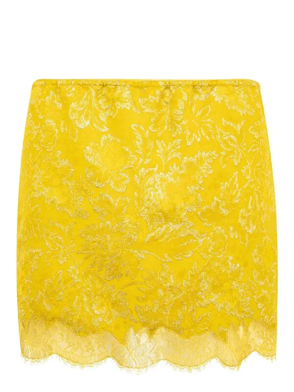 Saint Laurent Embellished Lace Trim Skirt - Green