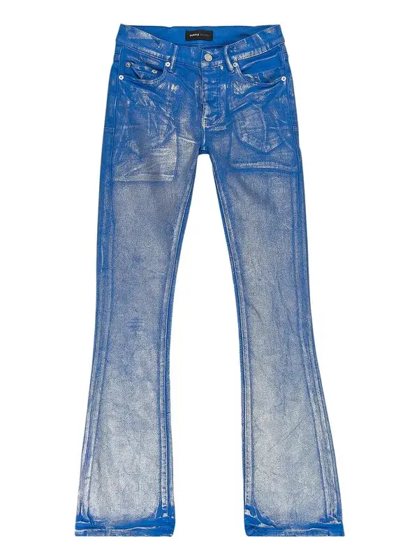 PURPLE BRAND Silver Foil Flare Skinny Jeans - Blue