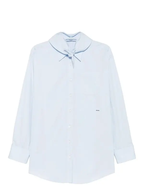 Prada Poplin Shirt With Knot Detail - Blue
