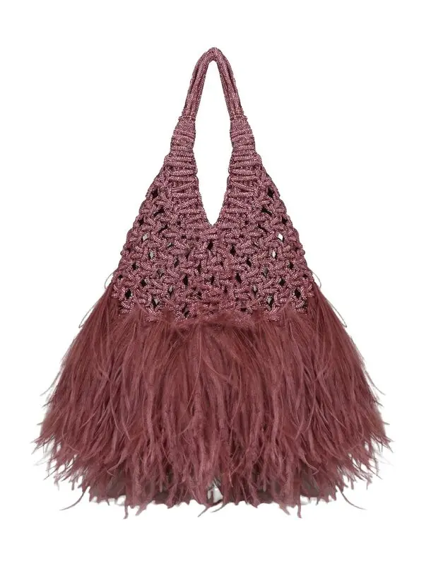 HIBOURAMA Resin And Ostrich Feather Mini Handbag - Pink