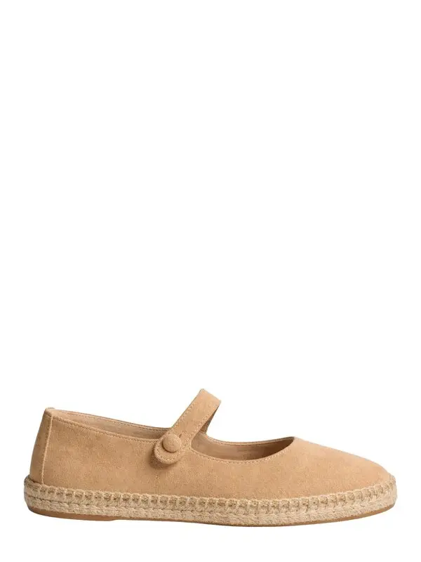 Manebí Vintage Taupe Flat Espadrille Mary Janes - Grey