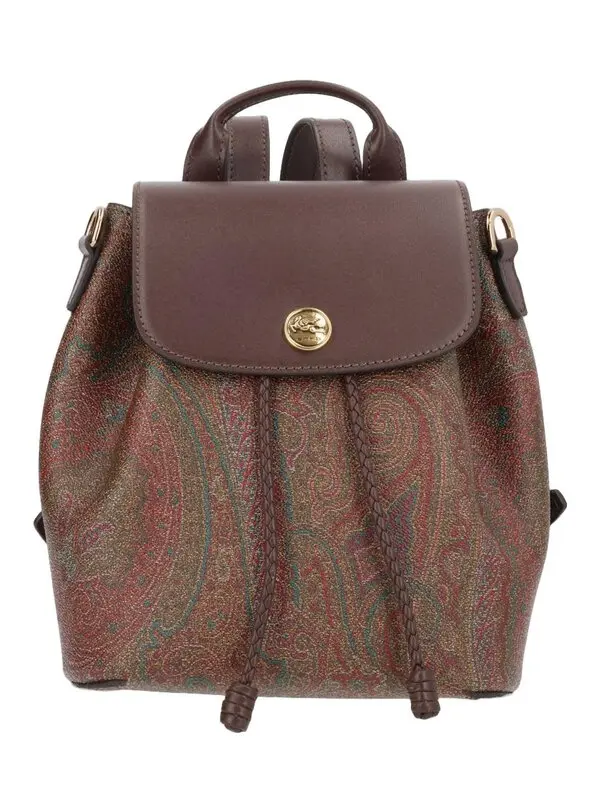 Etro Patterned Leather Trimmed Backpack - Multicolour