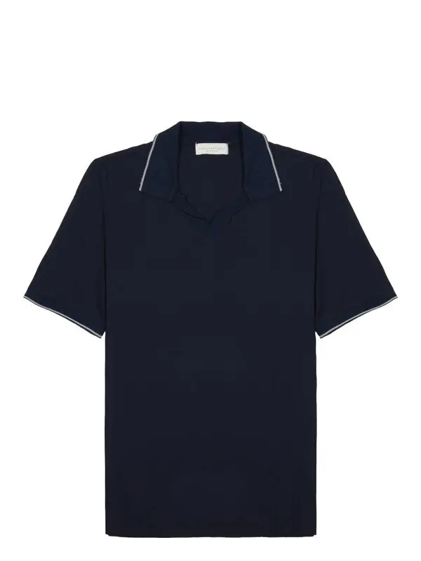 LUIGI GENTILE Short Sleeve Polo Shirt - Blue
