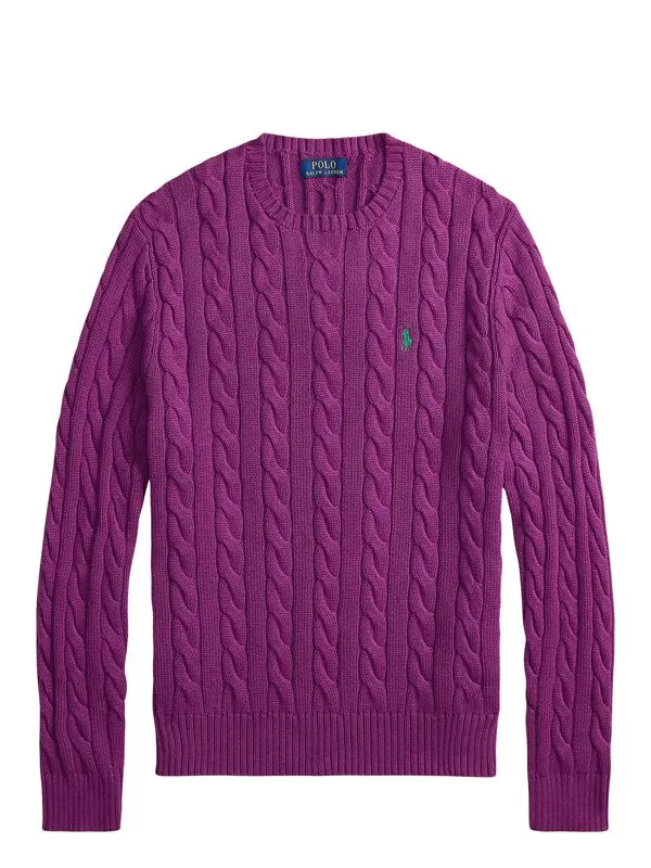 Ralph Lauren Classic Cotton Cable Knit Sweater - Violet