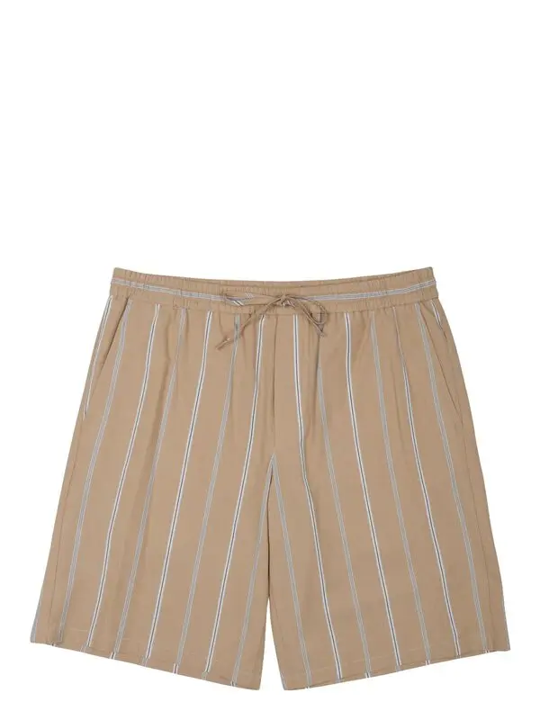 PAOLO PECORA MILANO Striped Cotton Shorts - Beige