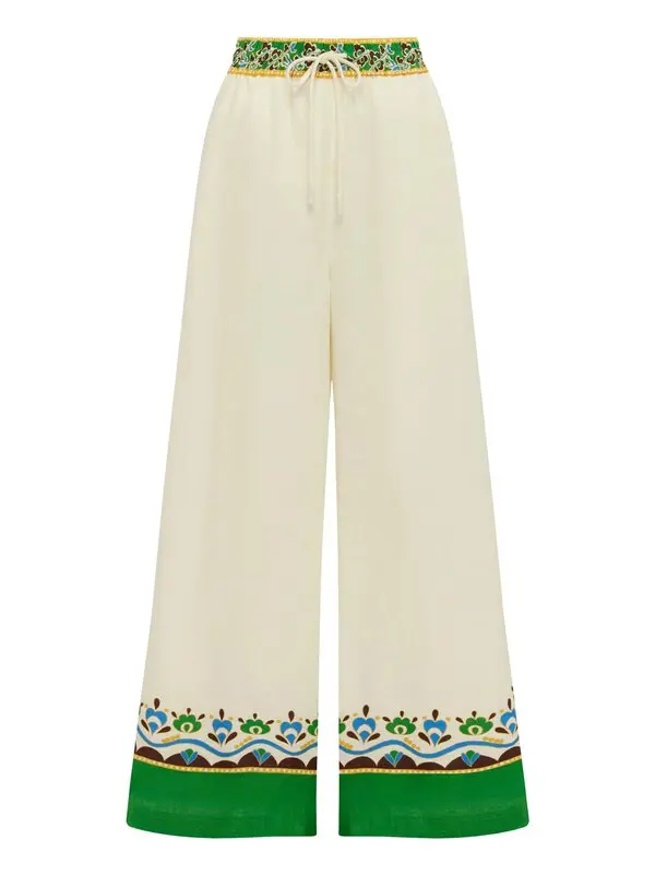ALEMAIS High-waisted Hemp Trousers - Bianco