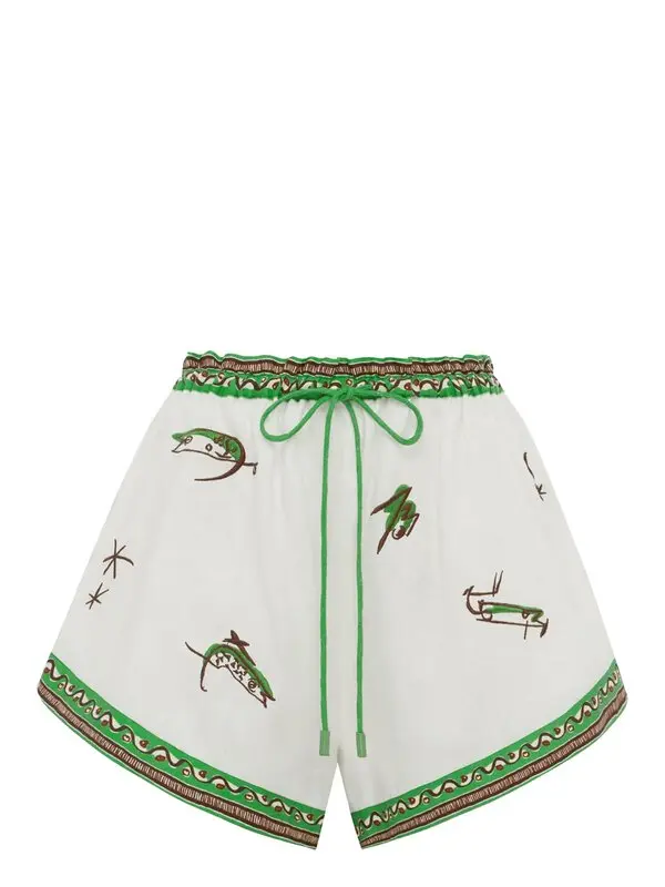 ALEMAIS Elasticated Drawstring Linen Shorts - Bianco