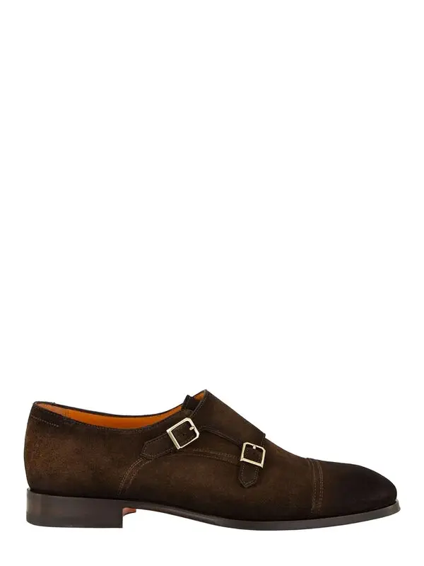 Santoni Buckled Monk Strap Loafers - Brown