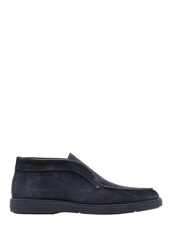 Santoni Calf Leather Flat Dress Shoes - Navy