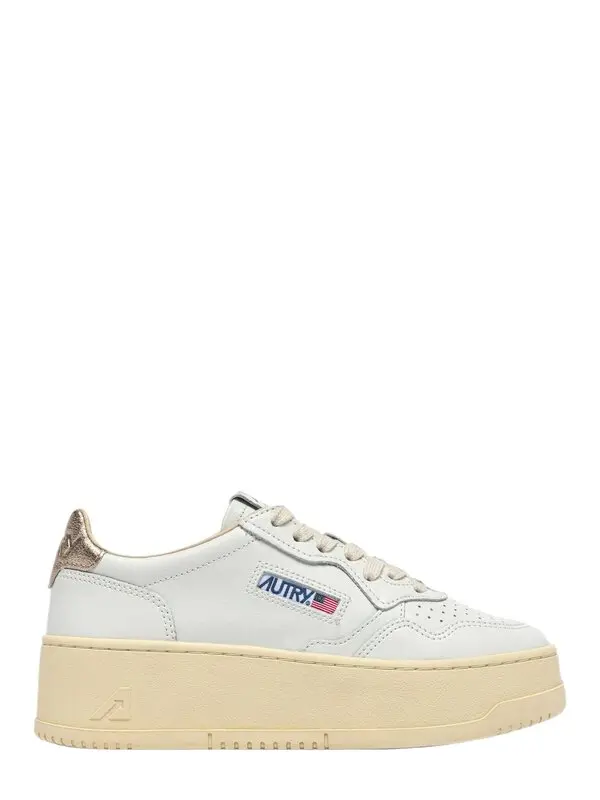 AUTRY Leather Platform Sneakers With Perforated Toe And Embossed Logo Heel Tab - Bianco