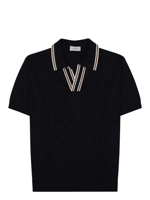 PAOLO PECORA MILANO Knit Polo Shirt In Soft Cotton-blend Jersey - Blue
