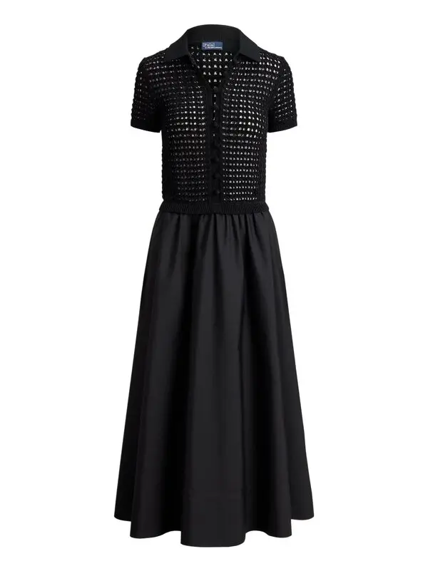 Ralph Lauren Crochet Knit Polo Dress - Black