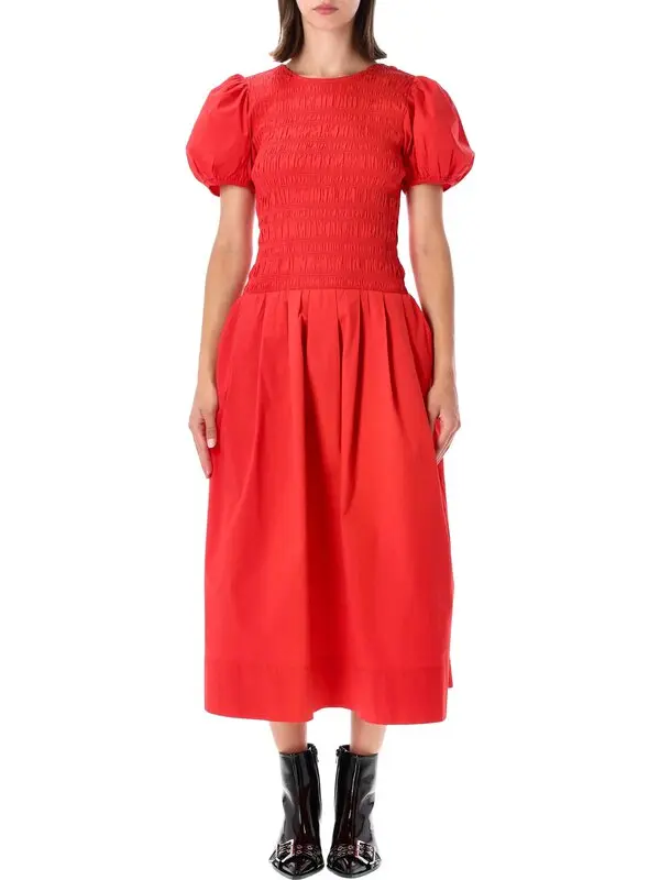 GANNI Organic Cotton Stretch Mini Dress - Goji Berry