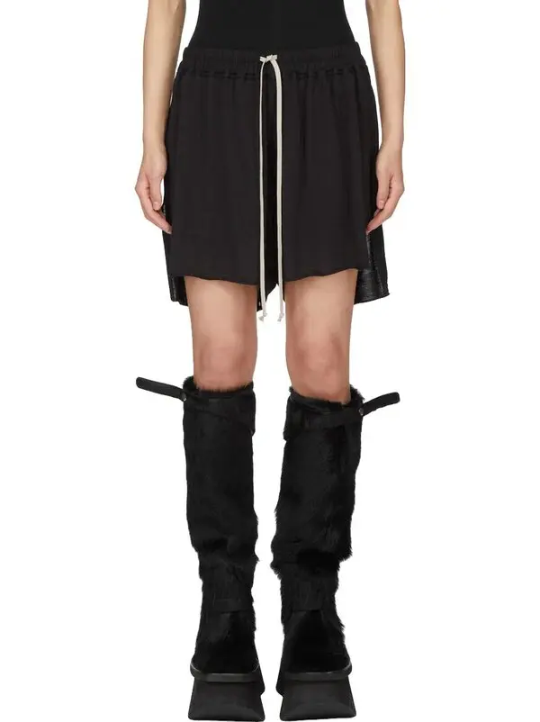 Rick Owens Drawstring Waist Boxers With Side Pockets & Slits - Nero