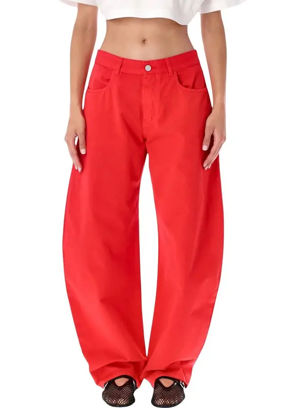 Alaïa Sculptural Volume High-rise Curved Leg Jeans - Rosso