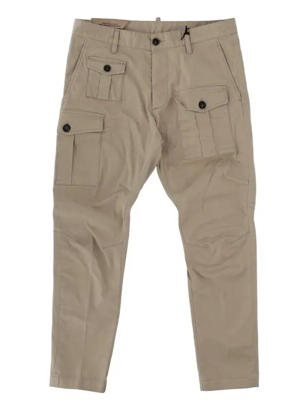Dsquared2 Cotton Stretch Cargo Pants - Beige