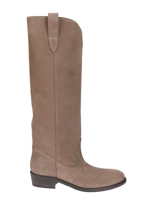 VIA ROMA 15 Suede Knee-high Boots - Beige