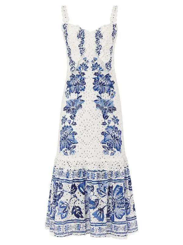 Farm Rio Broderie Anglaise Sweetheart Mini Dress - Bianco