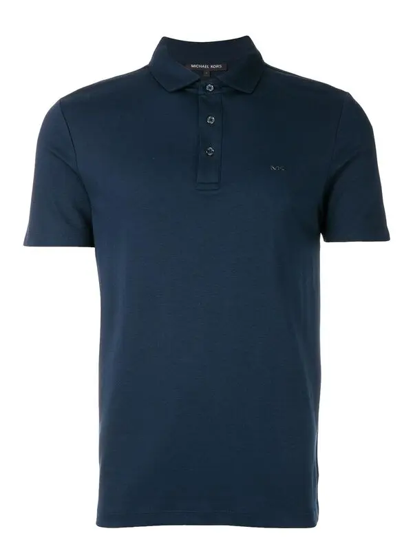 Michael Kors Short Sleeve Button Closure Logo Polo For - Navy
