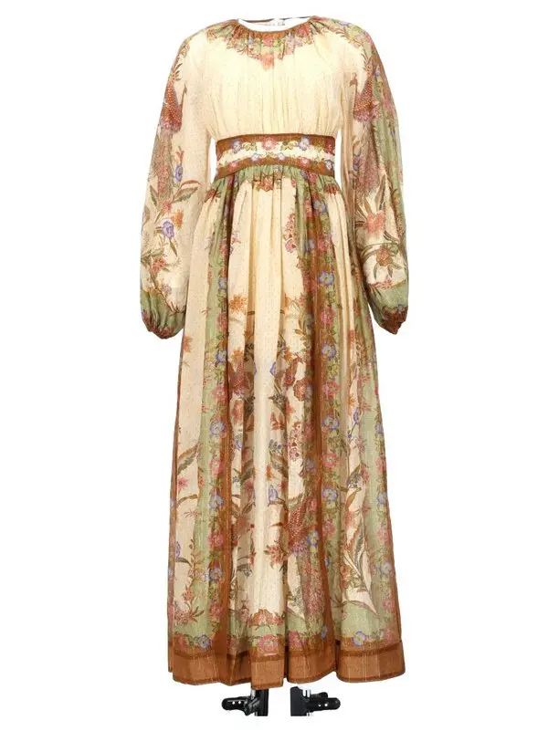 Zimmermann Cotton-silk Blend Metallic Thread Maxi Dress - Multicolour