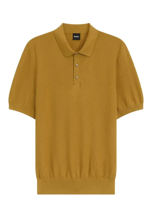 BOSS Regular-fit Knit Polo In Structured Fabric - Gold