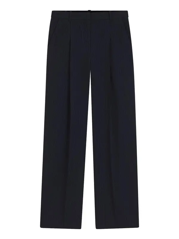 BOSS Pinstripe Stretch Crepe Wide-leg Pants - Patterned
