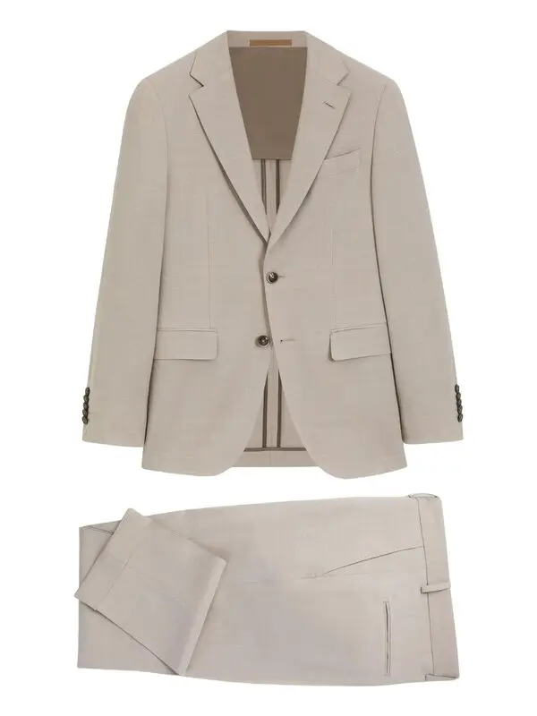 BOSS Two-piece Slim-fit Suit In Wool And Silk - Light Beige