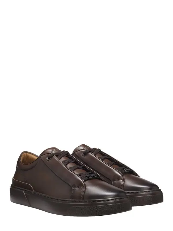 BOSS Gary Brushed Leather Sneakers - Dark Brown