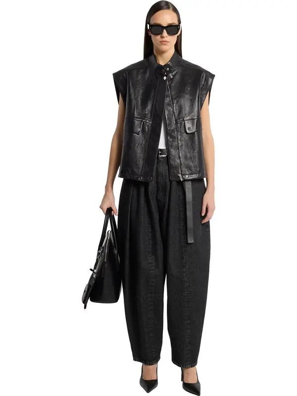Michael Kors Washed Leather Vest - Black