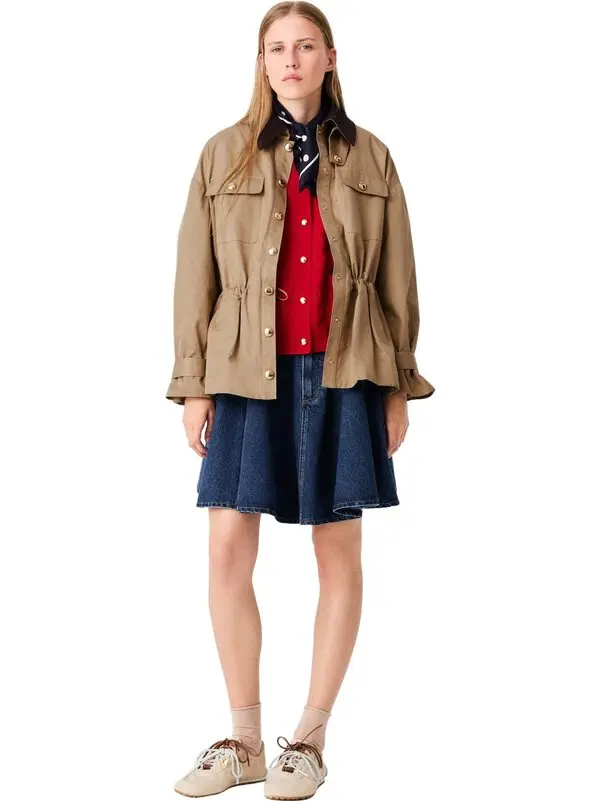 Maje Mid-length Coat With Removable Quilted Lining - Beige