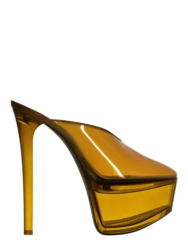 Saint Laurent Whisky Platform Mules In Tpu - Pecan Brown