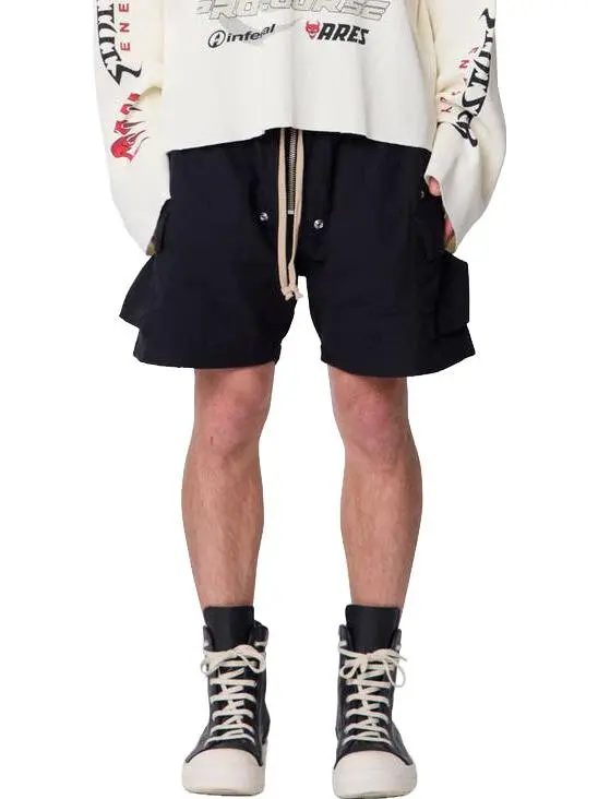 Mnml Mesh Mud Cotton Cargo Shorts - Black