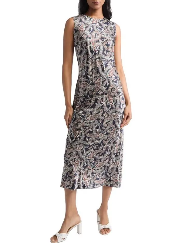 Veronica Beard Gemma Silk Blend Midi Dress - Navy Multi