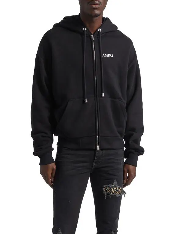 Amiri Relaxed Cotton French Terry Zip-up Hoodie - Black