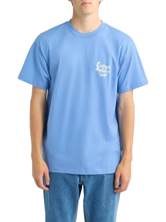 Carhartt Work In Progress Waves Organic Cotton Graphic T-shirt - Curacao
