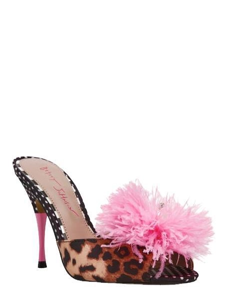 Betsey Johnson Avery Mule With Feather Pompom - Leopard Multi