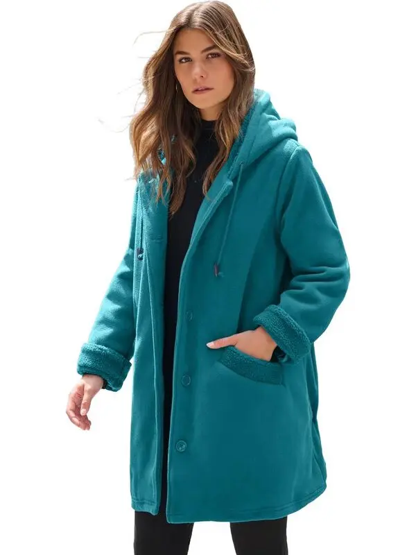 Roaman's Hooded Fleece Coat - Deep Lagoon