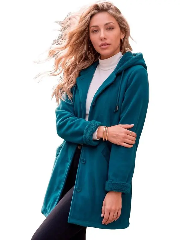 Roaman's Hooded Fleece Coat - Deep Lagoon