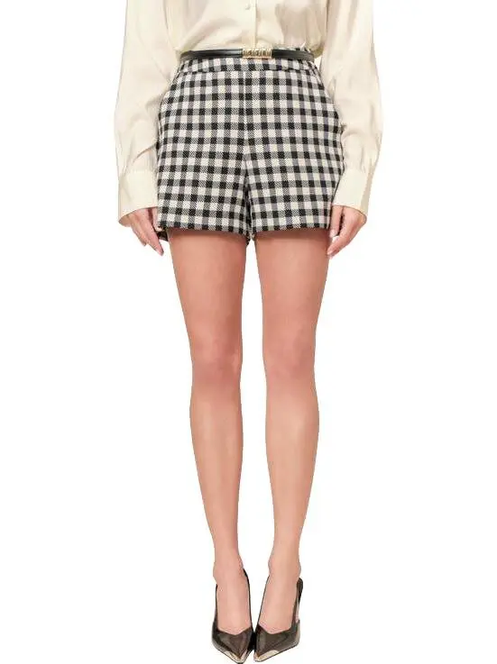 MAUDE CLUB Bianca Gingham Wool Shorts - Black Ging